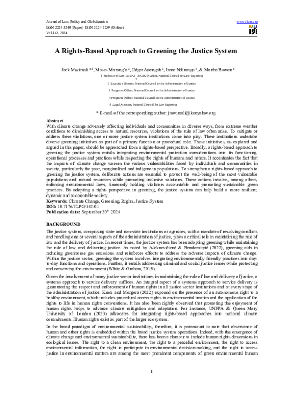 (PDF) A Rights-Based Approach to Greening the Justice System