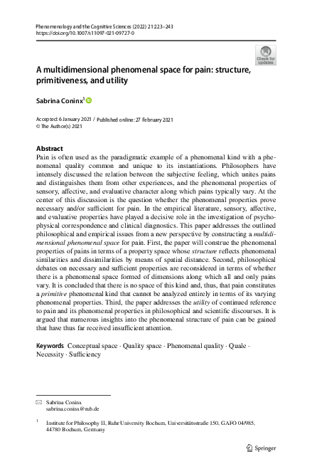 (PDF) A multidimensional phenomenal space for pain: structure ...