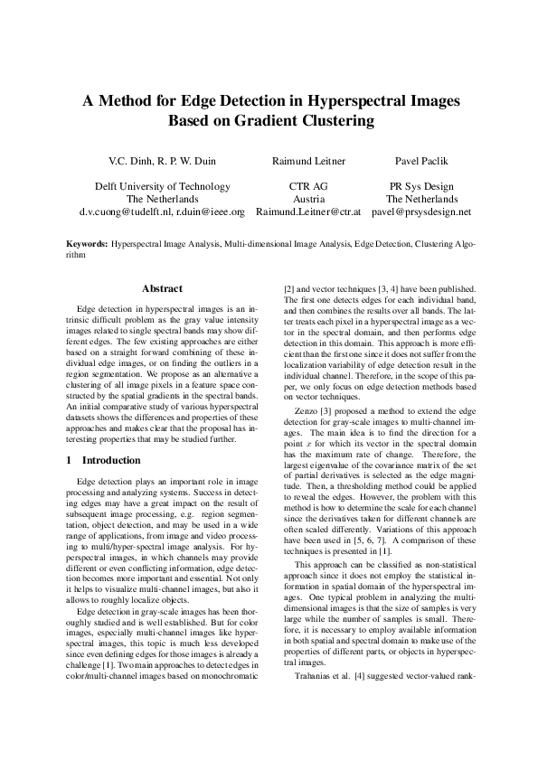 (PDF) A Method for Edge Detection in Hyperspectral Images Based on Gradient Clustering
