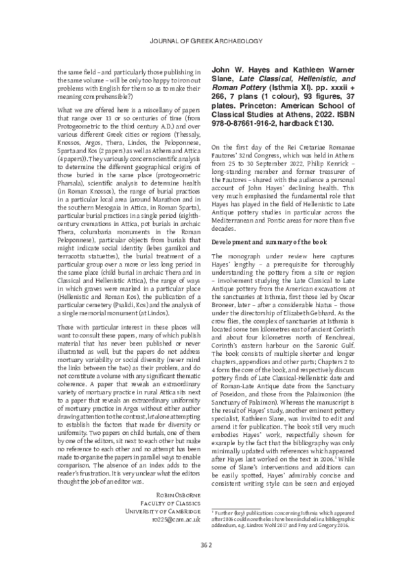 (PDF) (2023) Review of John W. Hayes & Kathleen Warner Slane's Late ...