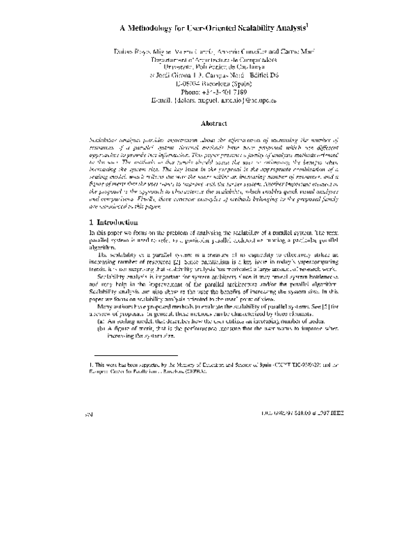 (PDF) A methodology for user-oriented scalability analysis