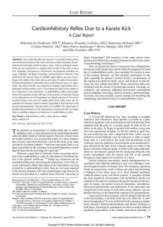 (PDF) Cardioinhibitory Reflex Due to a Karate Kick