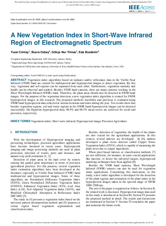(PDF) A New Vegetation Index in Short-Wave Infrared Region of Electromagnetic Spectrum | Gokce ...
