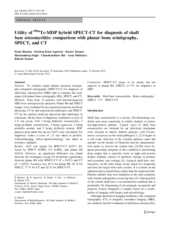 (PDF) Utility of (99m)Tc-MDP hybrid SPECT-CT for diagnosis of skull ...