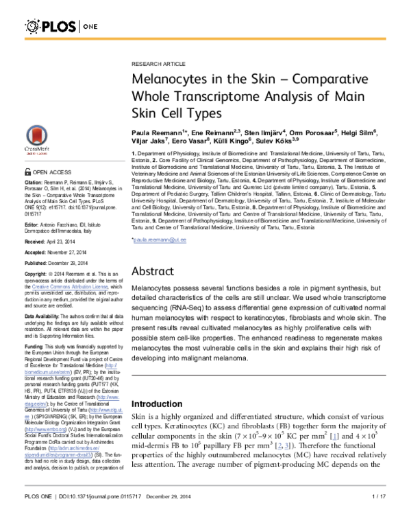 (PDF) Melanocytes in the Skin – Comparative Whole Transcriptome ...