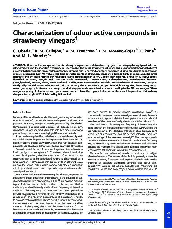 (PDF) Characterization of odour active compounds in strawberry vinegars