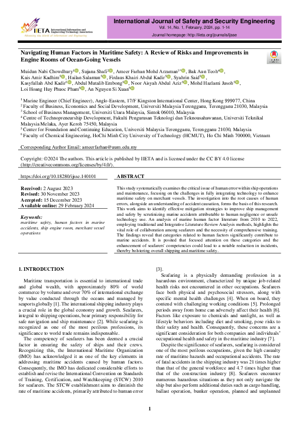 (PDF) Navigating Human Factors in Maritime Safety: A Review of Risks ...