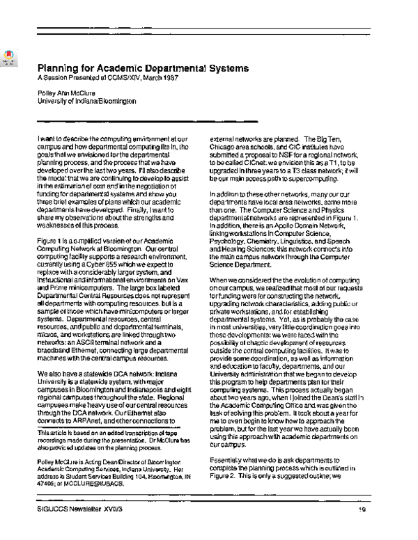 (PDF) Planning for academic departmental systems
