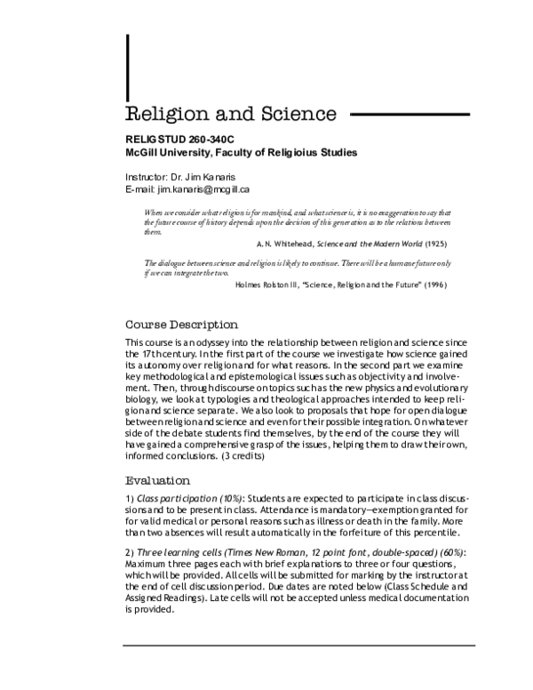 (PDF) Religion and Science