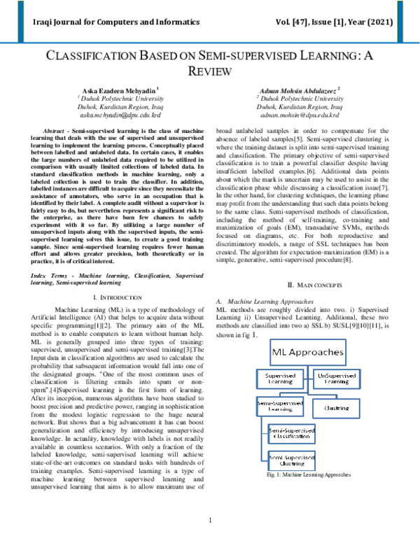 (PDF) Classification Based on Semi-Supervised Learning: A Review