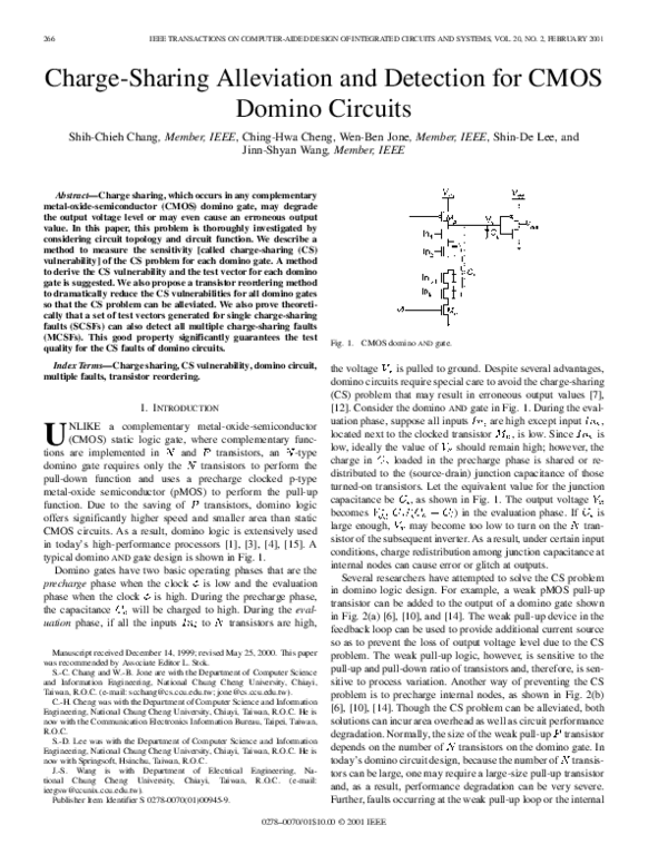 (PDF) Charge-sharing alleviation and detection for CMOS domino circuits