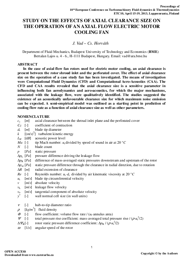 (PDF) Study on the Effects of Axial Clearance Size on the Operation of ...