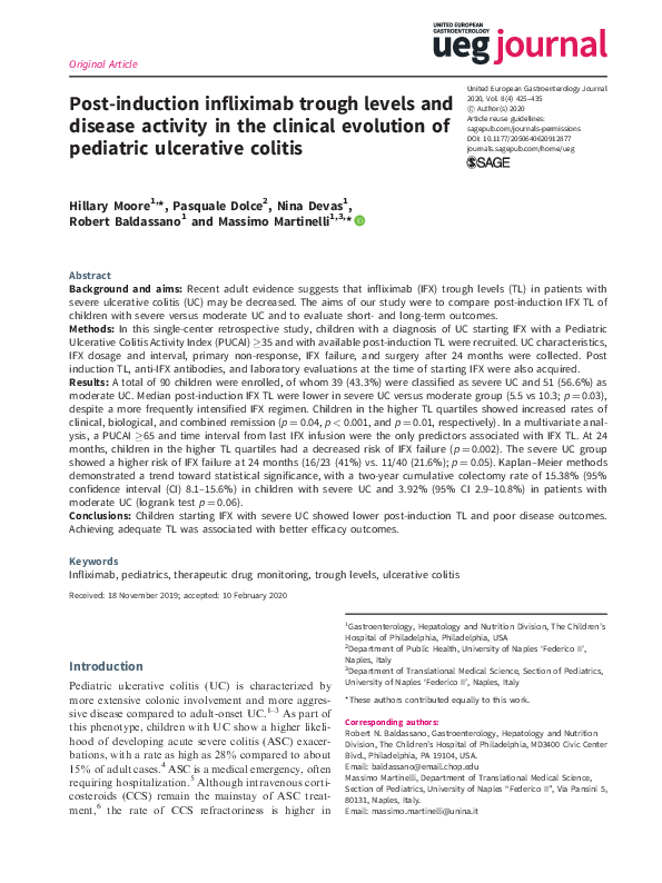 (PDF) Post‐induction infliximab trough levels and disease activity in the clinical evolution of ...
