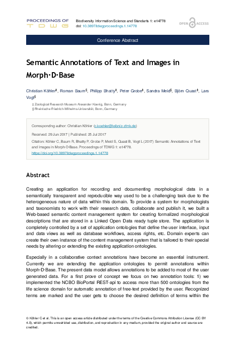 (PDF) Semantic Annotations of Text and Images in Morph∙D∙Base