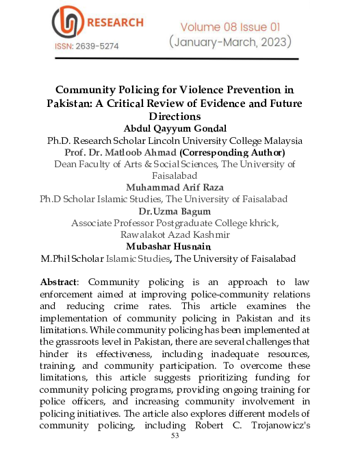(PDF) Community Policing for Violence Prevention in Pakistan: A ...