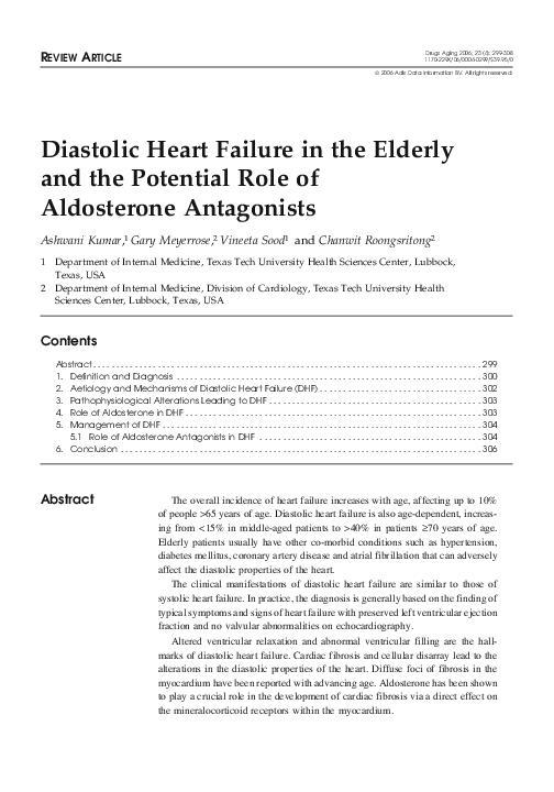 (PDF) Diastolic Heart Failure in the Elderly and the Potential Role of ...