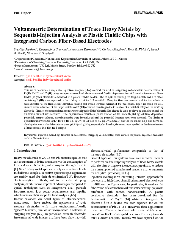 (PDF) Voltammetric Determination of Trace Heavy Metals by Sequential ...