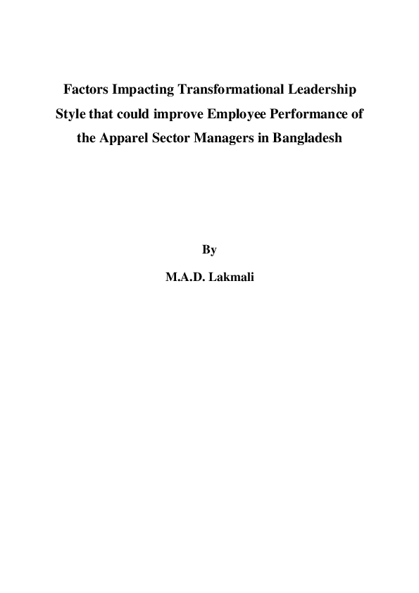 (PDF) Factors Impacting Transformational Leadership Style that could improve Employee ...