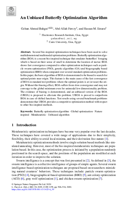 (PDF) An Unbiased Butterfly Optimization Algorithm