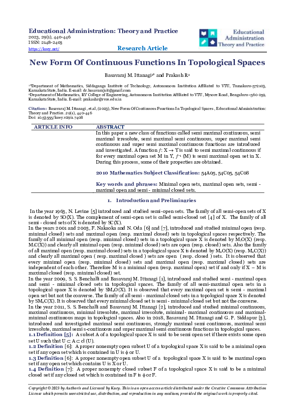 Pdf New Form Of Continuous Functions In Topological Spaces