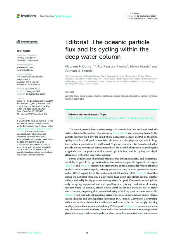 (PDF) Editorial: The oceanic particle flux and its cycling within the ...