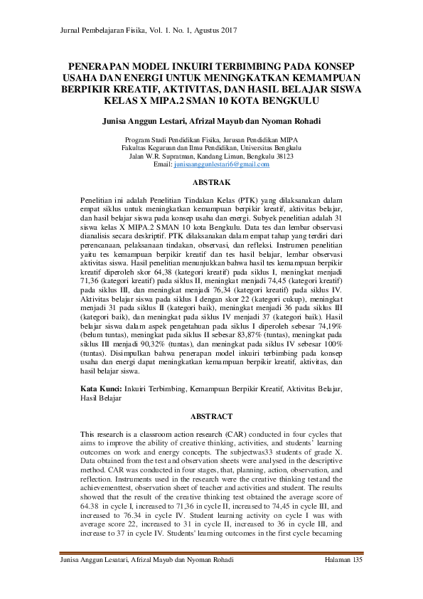 (PDF) Penerapan Model Inkuiri Terbimbing Pada Konsep Usaha Dan Energi Untuk Meningkatkan ...