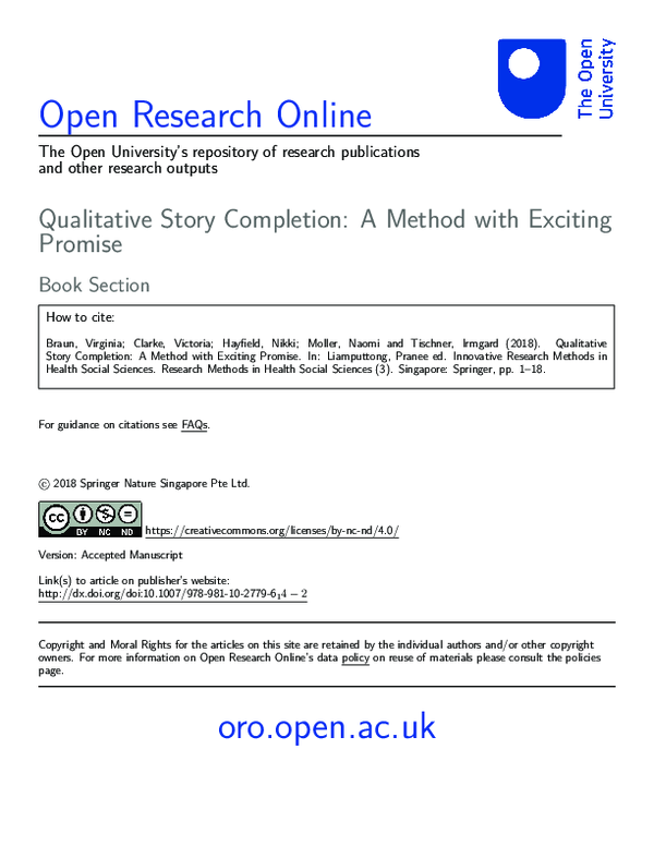 (PDF) Qualitative Story Completion: A Method with Exciting Promise