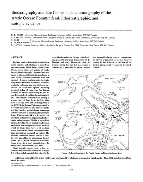 (PDF) Biostratigraphy and late Cenozoic paleoceanography of the Arctic ...