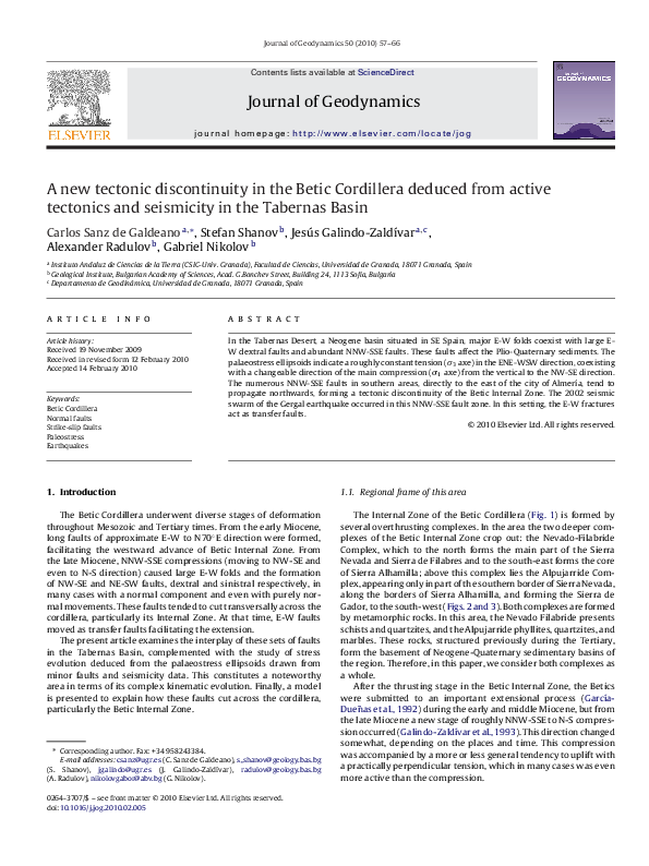 (PDF) A new tectonic discontinuity in the Betic Cordillera deduced from ...
