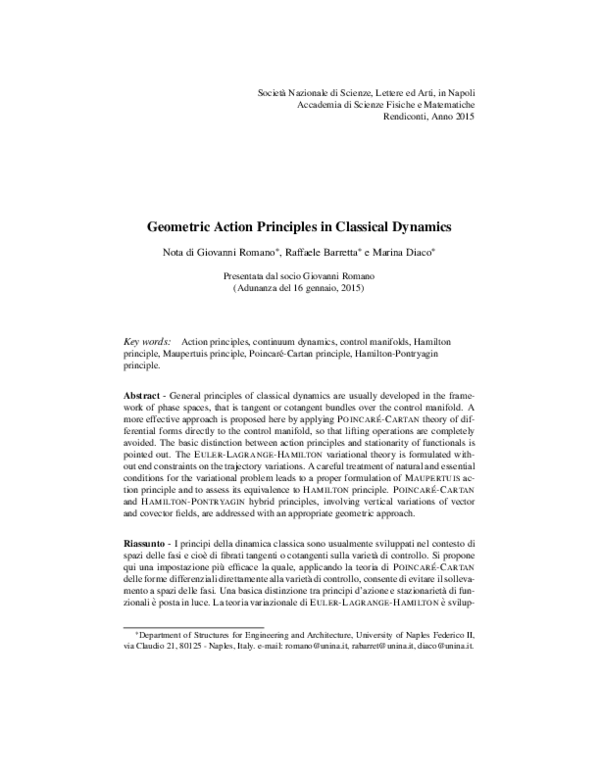 (PDF) Geometric Action Principles in Classical Dynamics