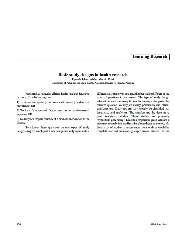 (PDF) Basic study designs in health research