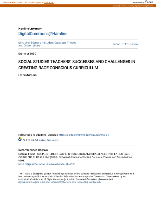 (PDF) Social Studies Teachers’ Successes and Challenges in Creating ...