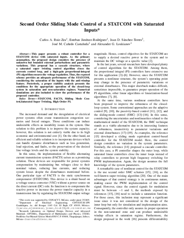 (PDF) Analysis of Response of Second-Order Sliding Mode Control Systems to Exteral Inputs