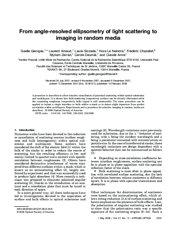 (PDF) From angle-resolved ellipsometry of light scattering to imaging ...