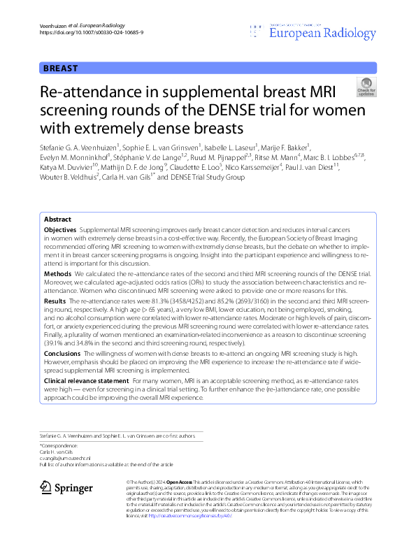 (PDF) Re-attendance in supplemental breast MRI screening rounds of the ...