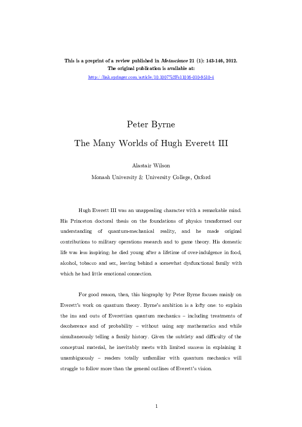 (PDF) The Many Worlds of Hugh Everett