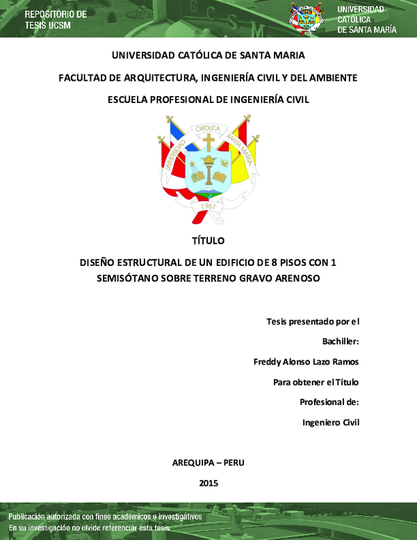 (PDF) Diseño Estructural De Un Edificio De 8 Pisos Con 1 Semisótano ...