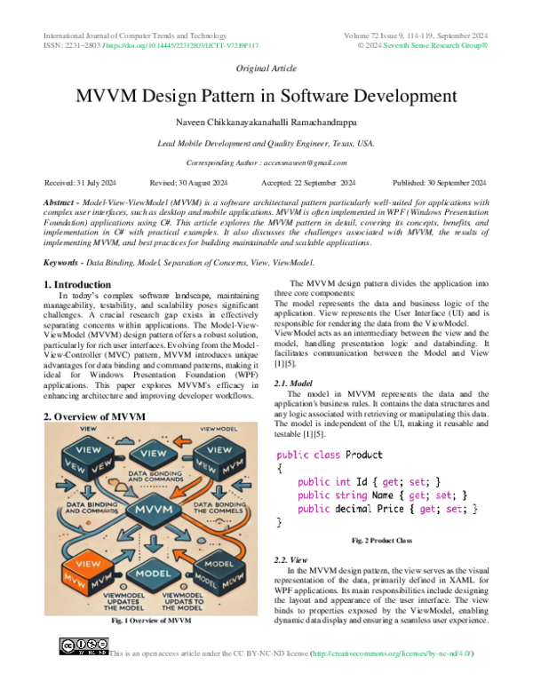 (PDF) MVVM Design Pattern in Software Development