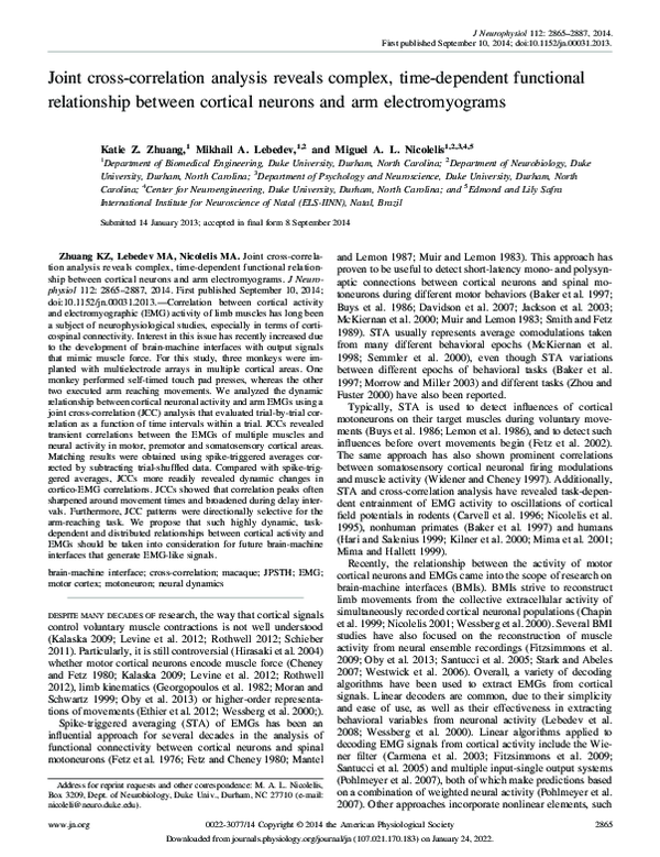 (PDF) Joint cross-correlation analysis reveals complex, time-dependent functional relationship ...