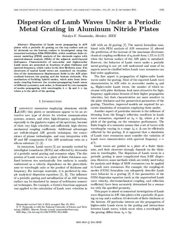 (PDF) Dispersion of lamb waves under a periodic metal grating in ...