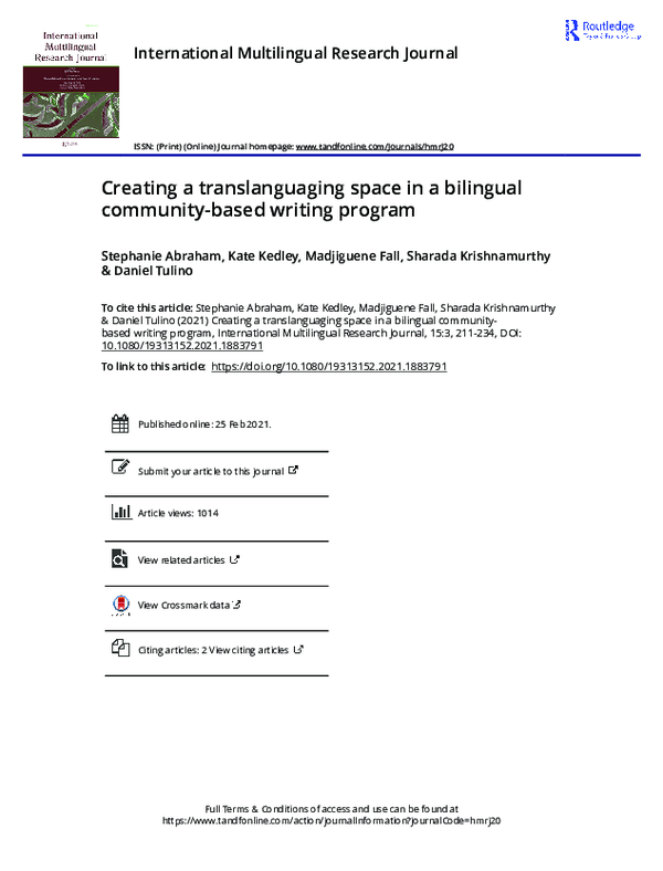(PDF) Creating a translanguaging space in a bilingual community-based ...