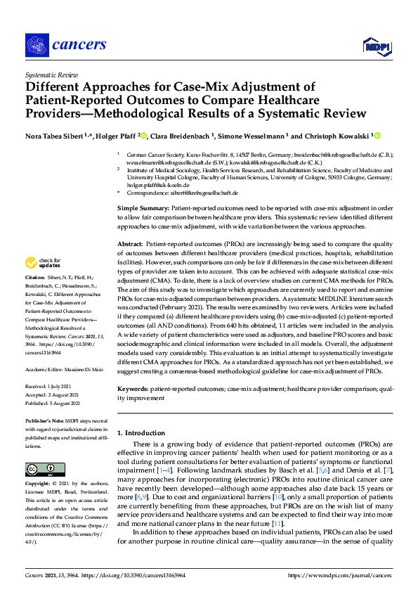 (PDF) Different Approaches for Case-Mix Adjustment of Patient-Reported ...