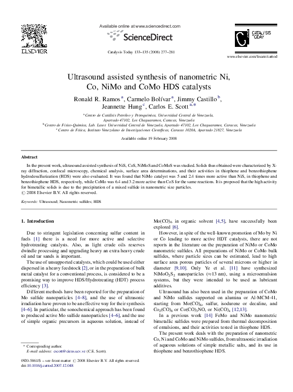 (PDF) Ultrasound assisted synthesis of nanometric Ni, Co, NiMo and CoMo ...