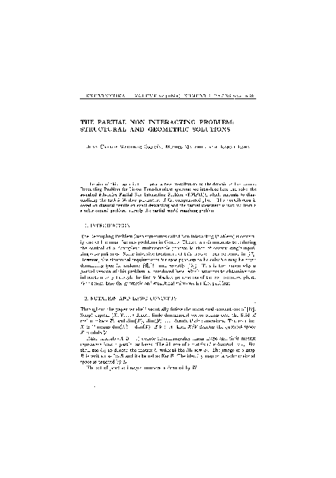 (PDF) The partial non interacting problem: Structural and geometric solutions
