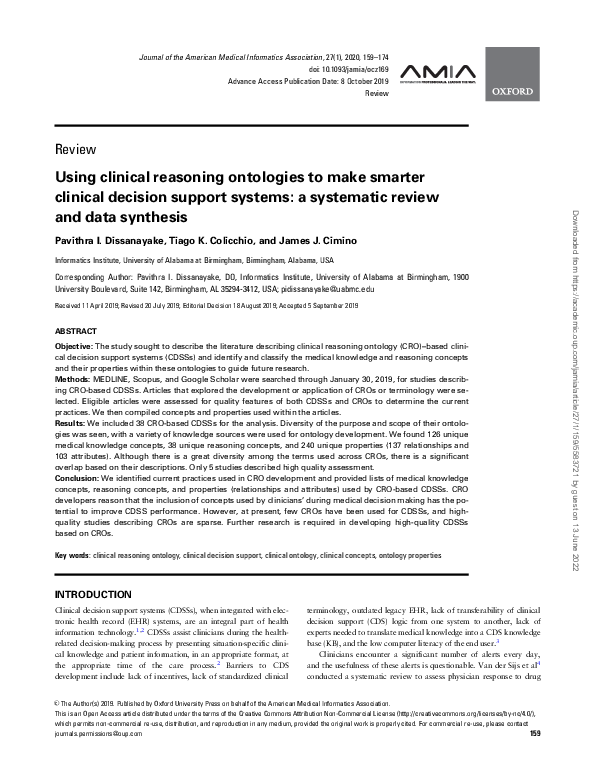 (PDF) Using clinical reasoning ontologies to make smarter clinical decision support systems: a ...