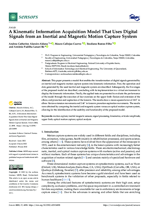 (PDF) A Kinematic Information Acquisition Model That Uses Digital Signals from an Inertial and ...