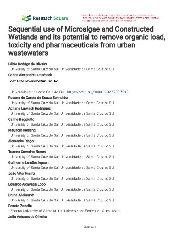 (PDF) Sequential use of Microalgae and Constructed Wetlands and its ...