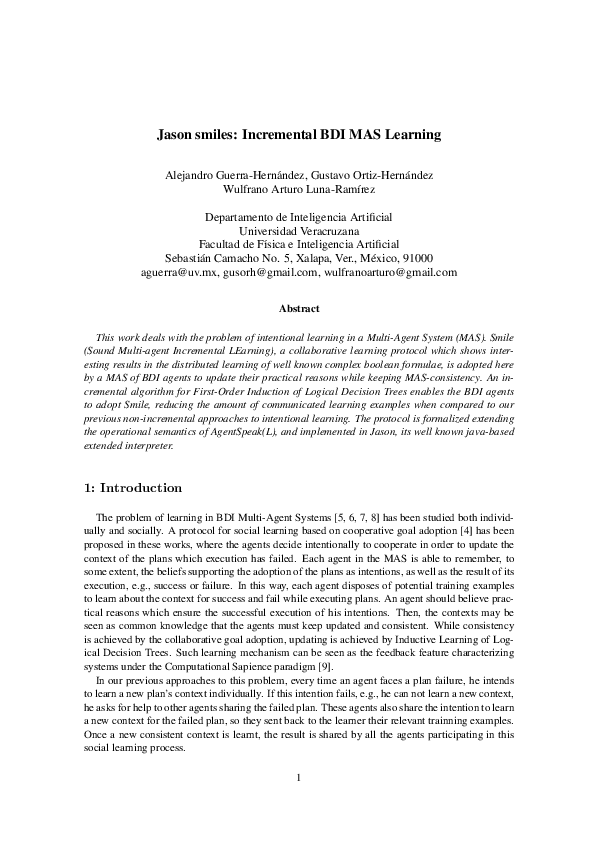 (PDF) Jason Smiles: Incremental BDI MAS Learning