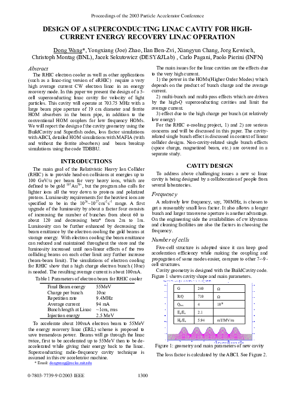(PDF) Design of a superconducting linac cavity for high current energy ...
