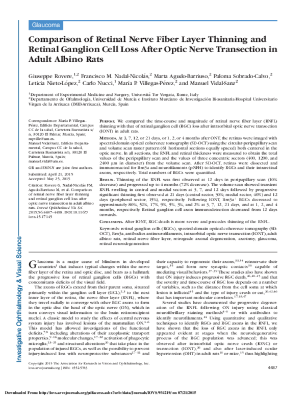 (PDF) Comparison of Retinal Nerve Fiber Layer Thinning and Retinal ...